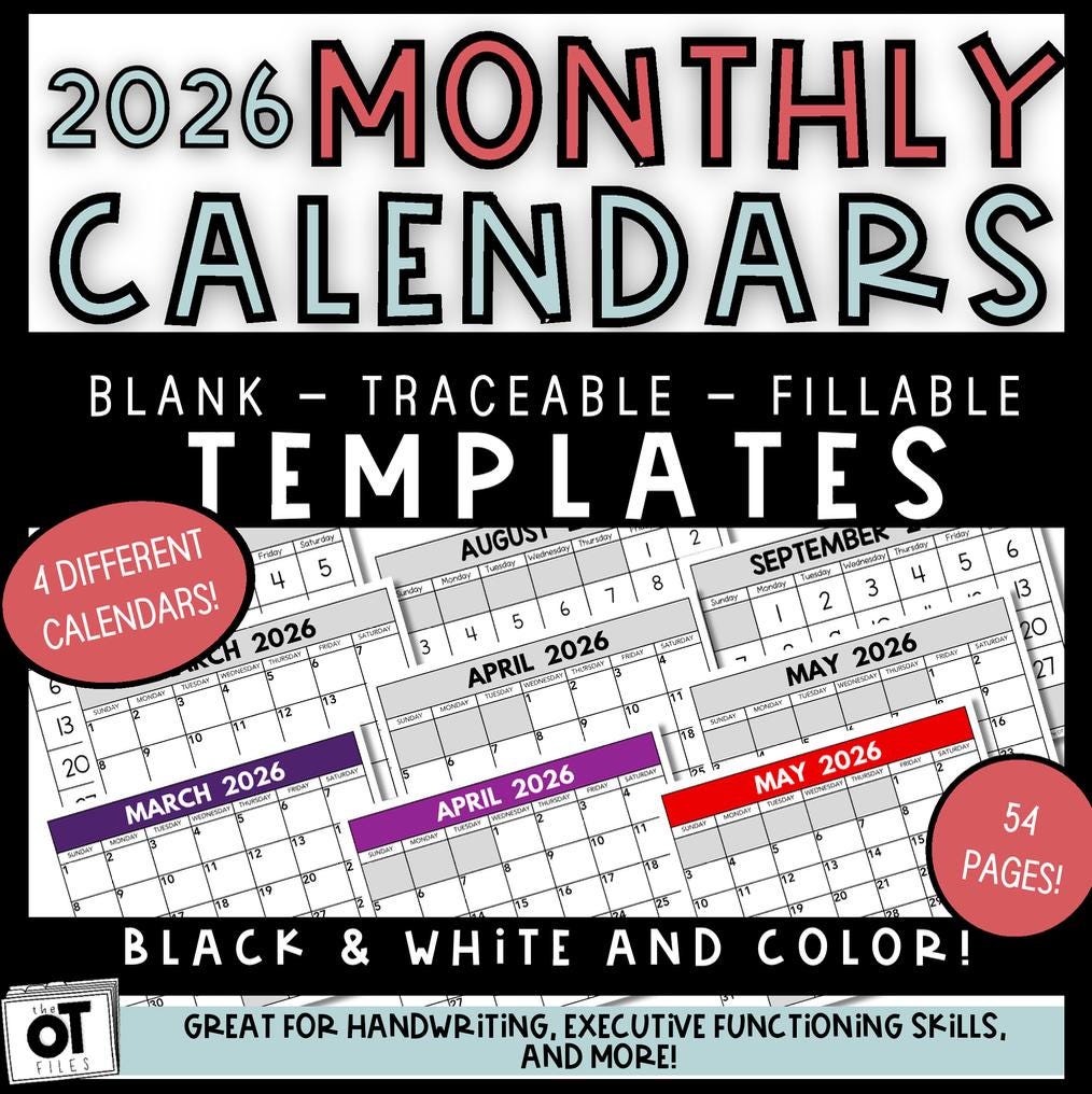 2026 Printable Monthly Calendars | Fillable Student Planners for ...