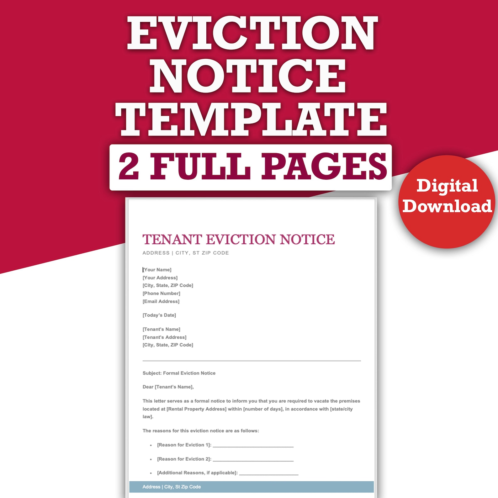 Editable Eviction Notice Template – Professional & Customizable Notice for Landlords - Etsy