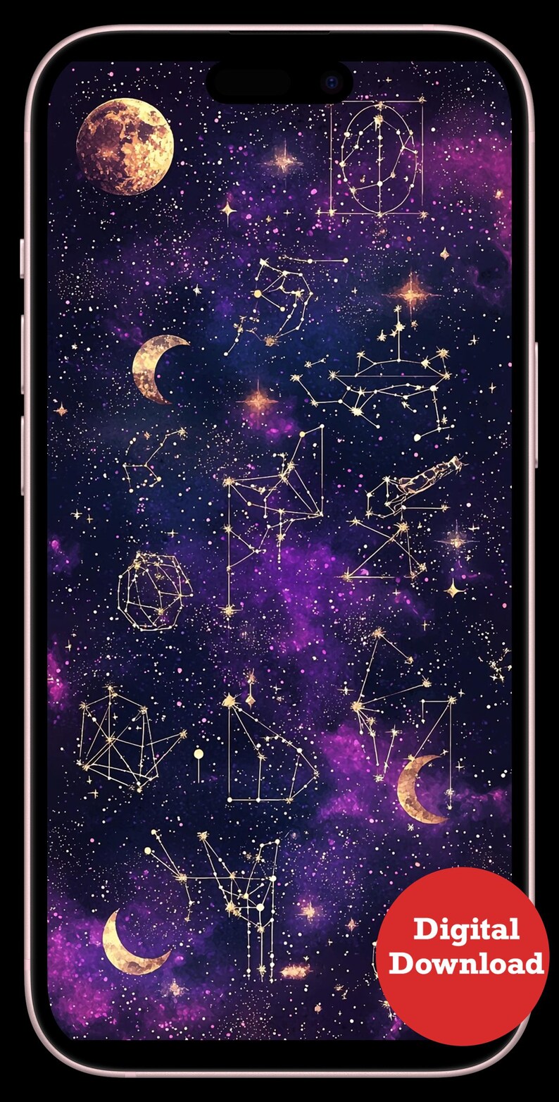 Zodiac iPhone Wallpaper | Set of 4 Cosmic Astrology Backgrounds ...