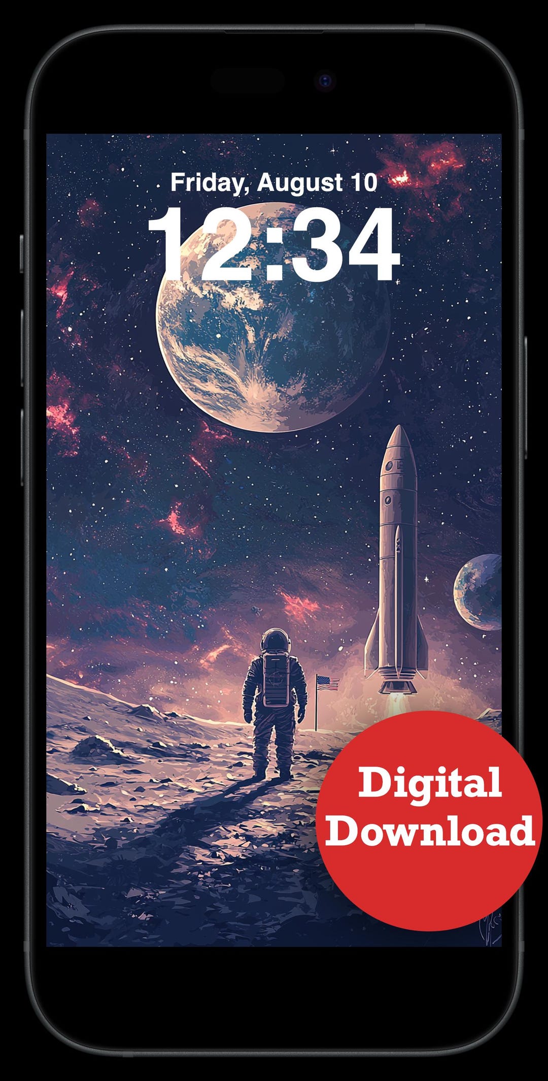 Space iPhone Wallpaper – Set of 4 Cosmic and Astronaut Art Backgrounds ...
