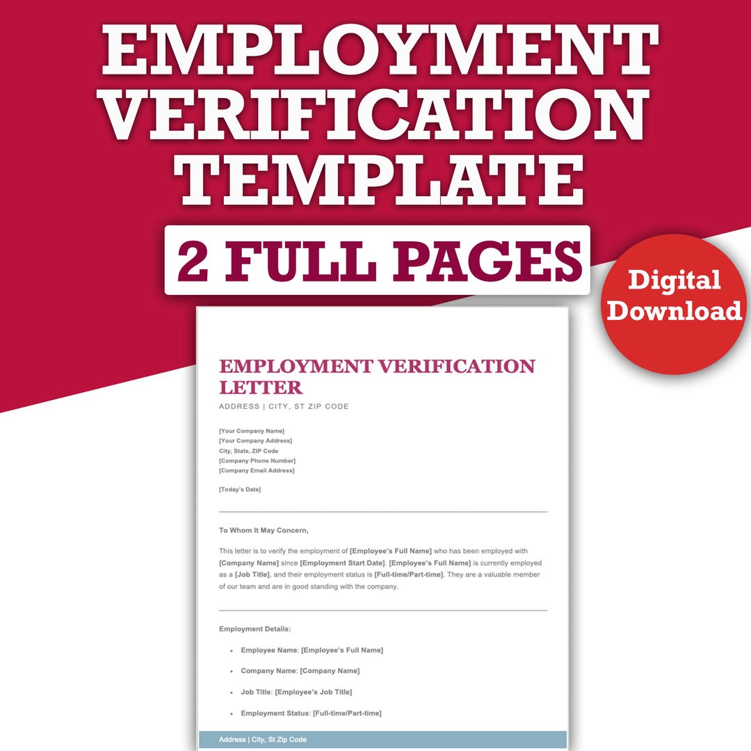 Editable Employment Verification Letter Template – Professional ...