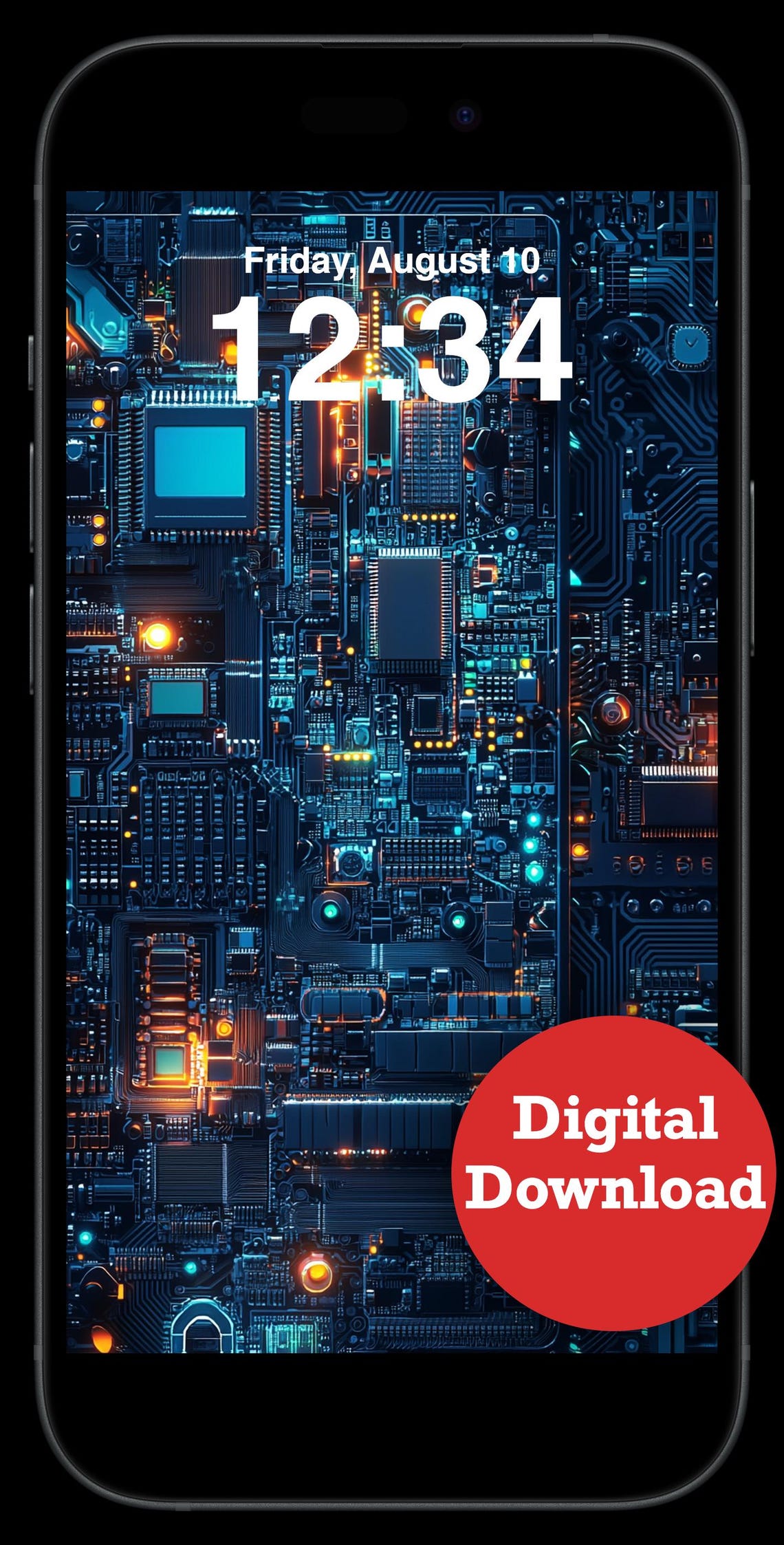Tech iPhone Wallpaper – Set of 4 Futuristic Circuit Board Art ...