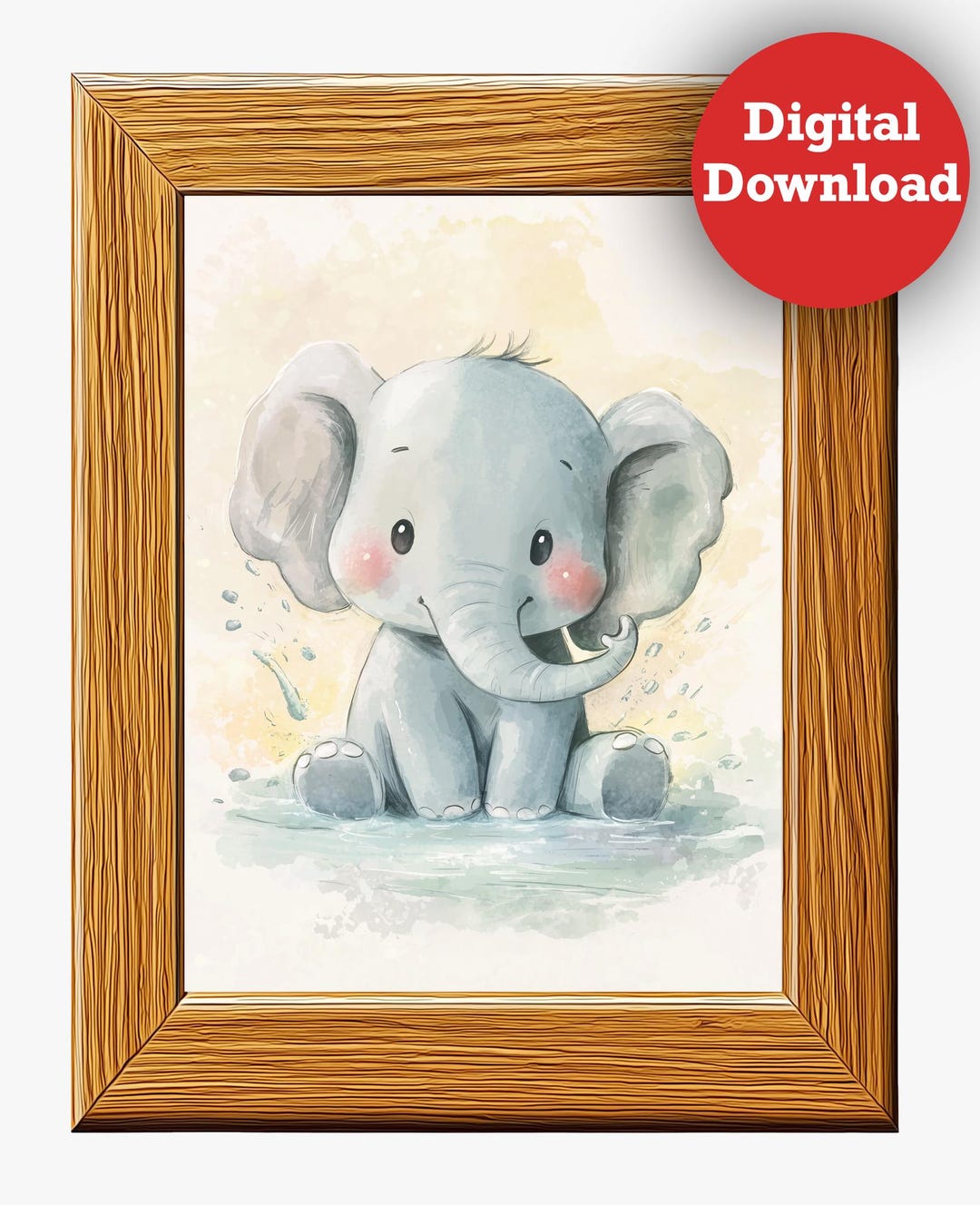 Cartoon Elephant Nursery Print – Cute Kids Room Decor (digital Download ...