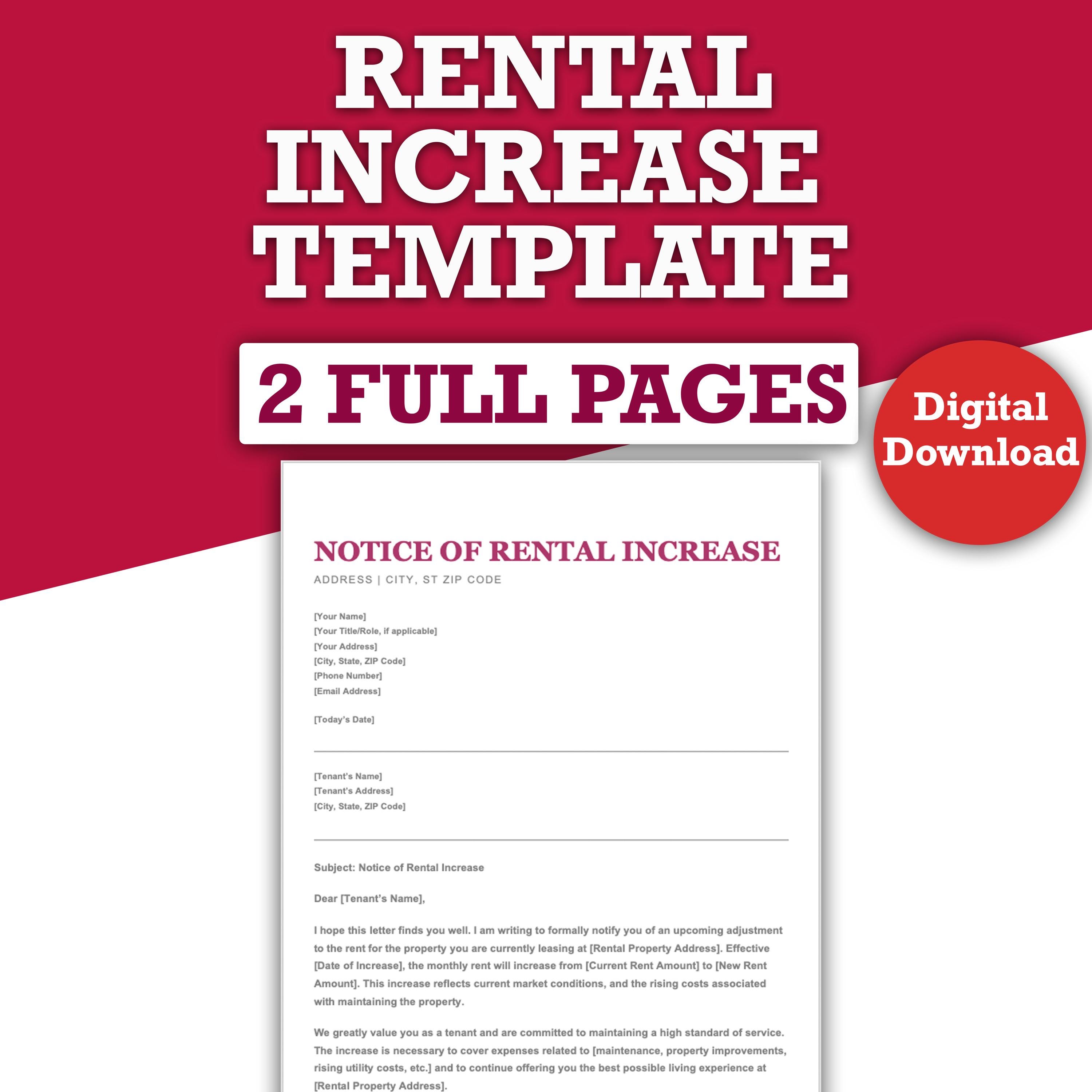 Editable Rental Increase Notice Letter – Professional & Customizable ...