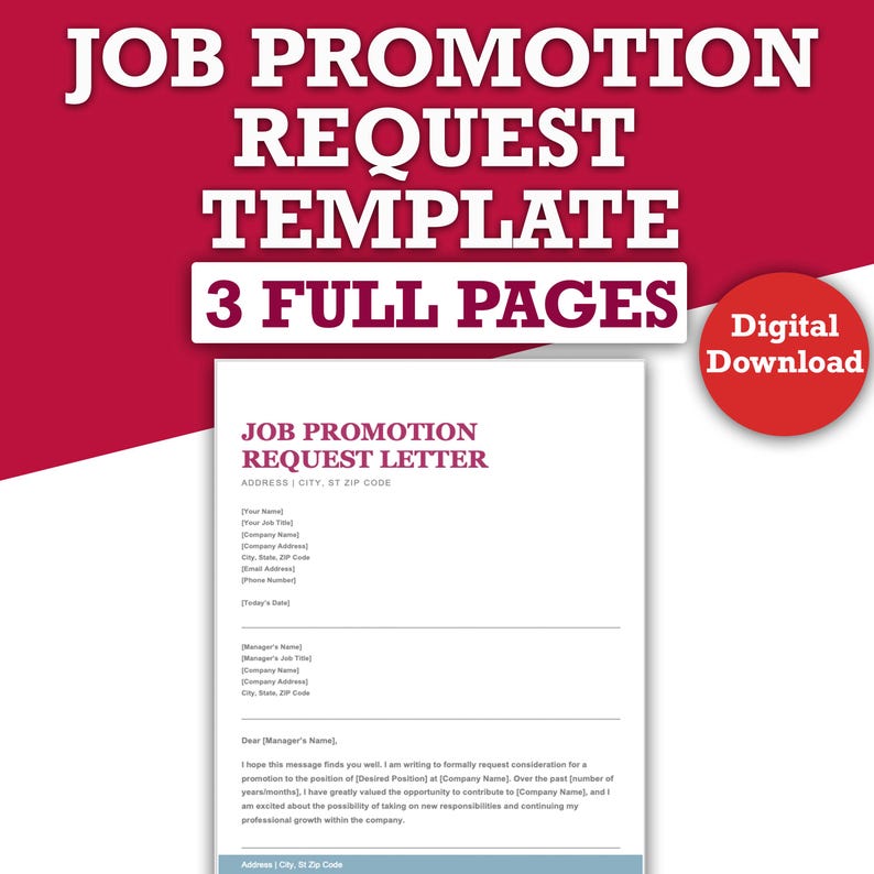 Editable Promotion Request Letter – Professional Template to Request ...