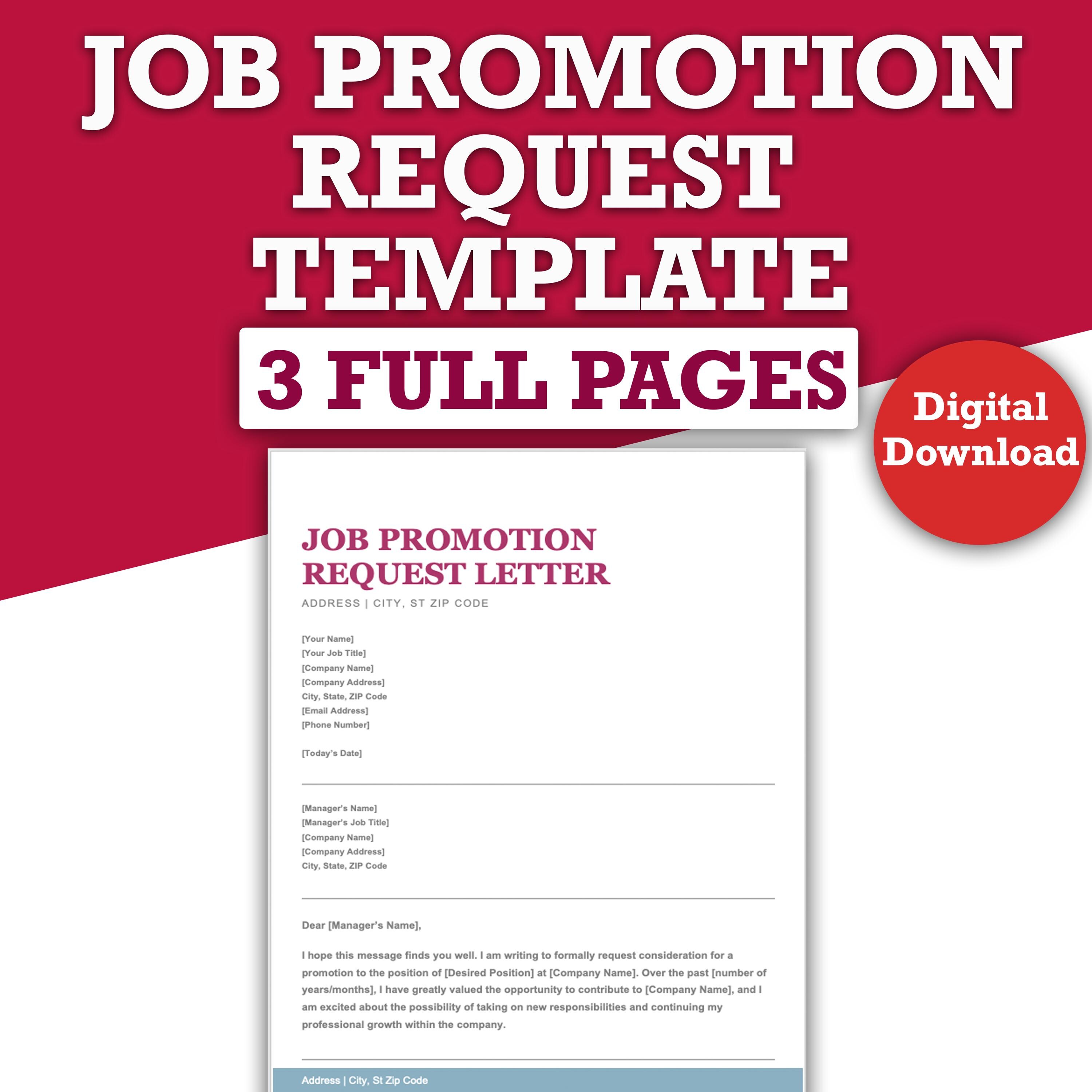 Editable Promotion Request Letter – Professional Template to Request ...