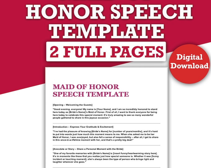 Maid of Honor Speech Tips, Examples and Templates - Etsy Canada