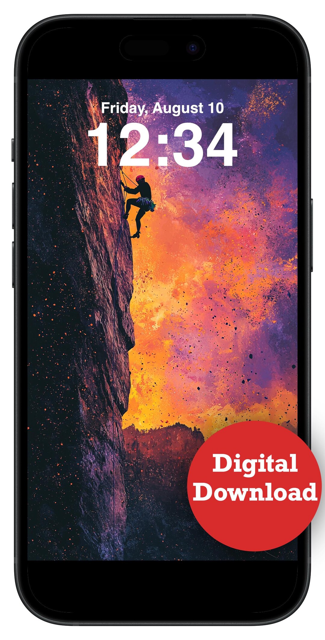 Rock Climbing iPhone Wallpaper – Adventure Art Phone Background (set of ...
