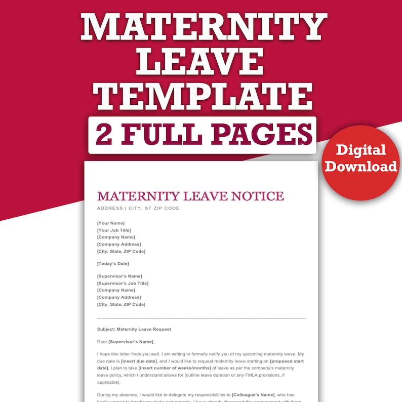 Editable Maternity Leave Letter Template – Professional & Easy to ...