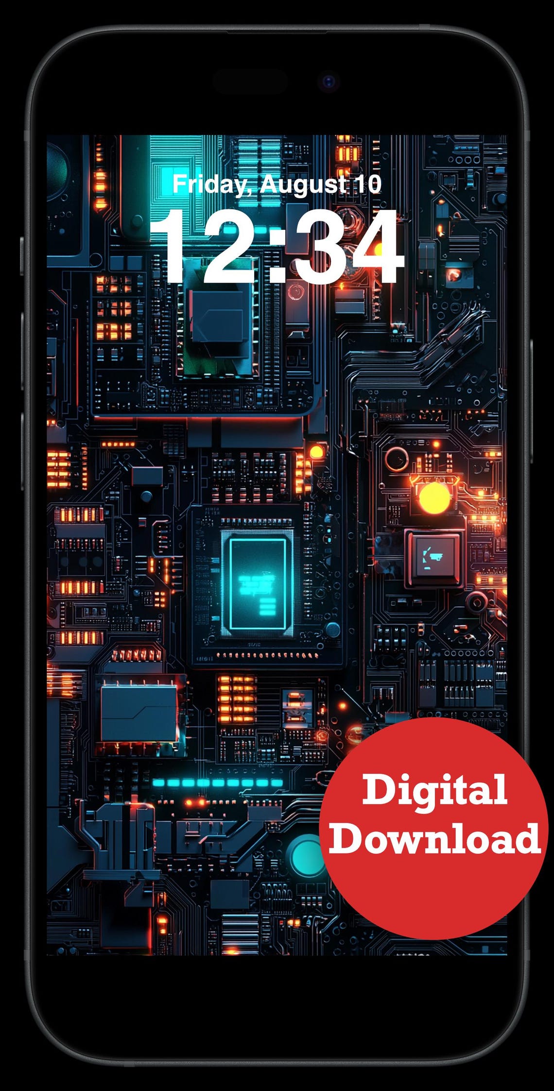 Tech iPhone Wallpaper – Set of 4 Futuristic Circuit Board Art ...
