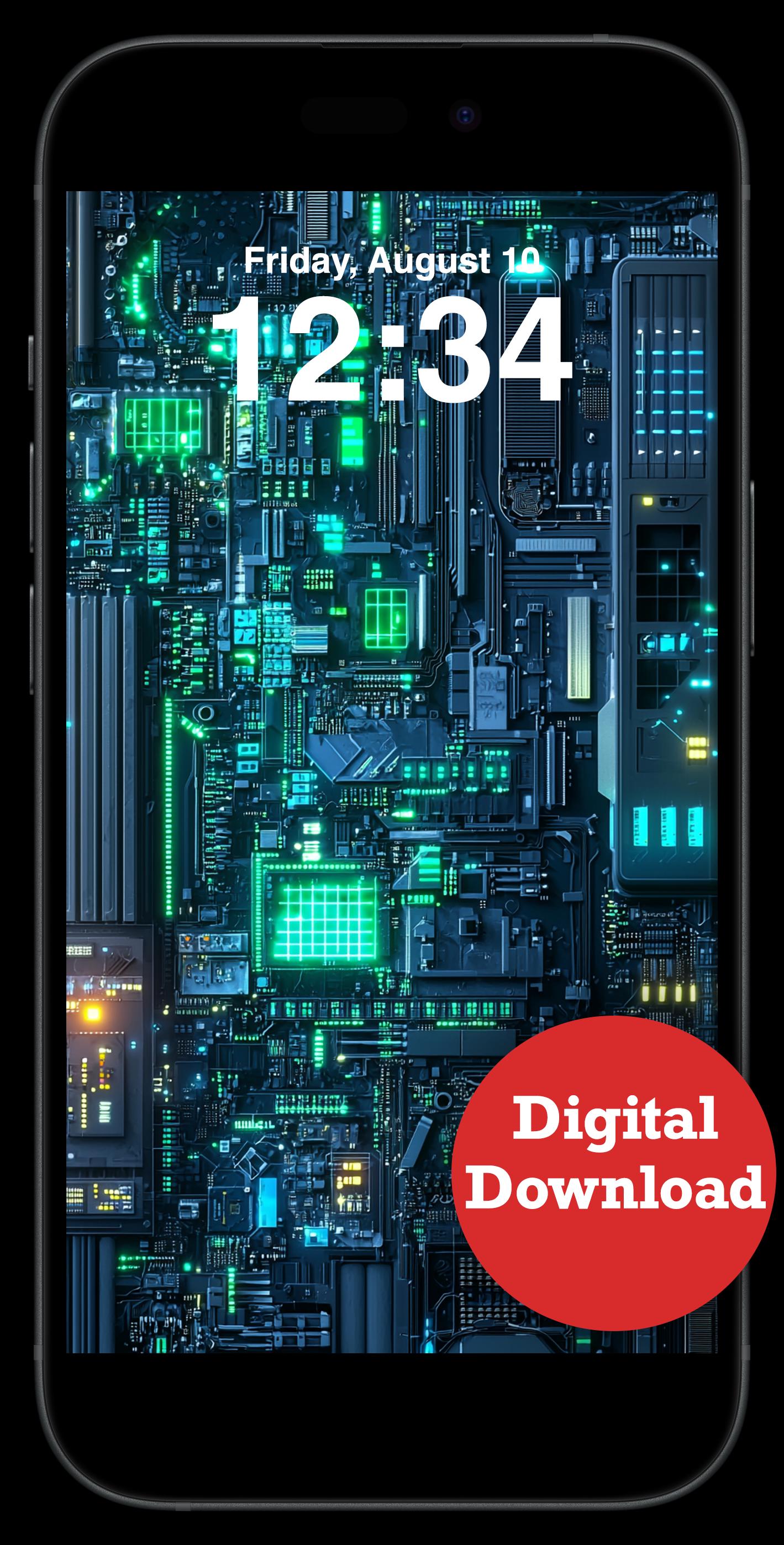 Tech iPhone Wallpaper – Set of 4 Futuristic Circuit Board Art ...