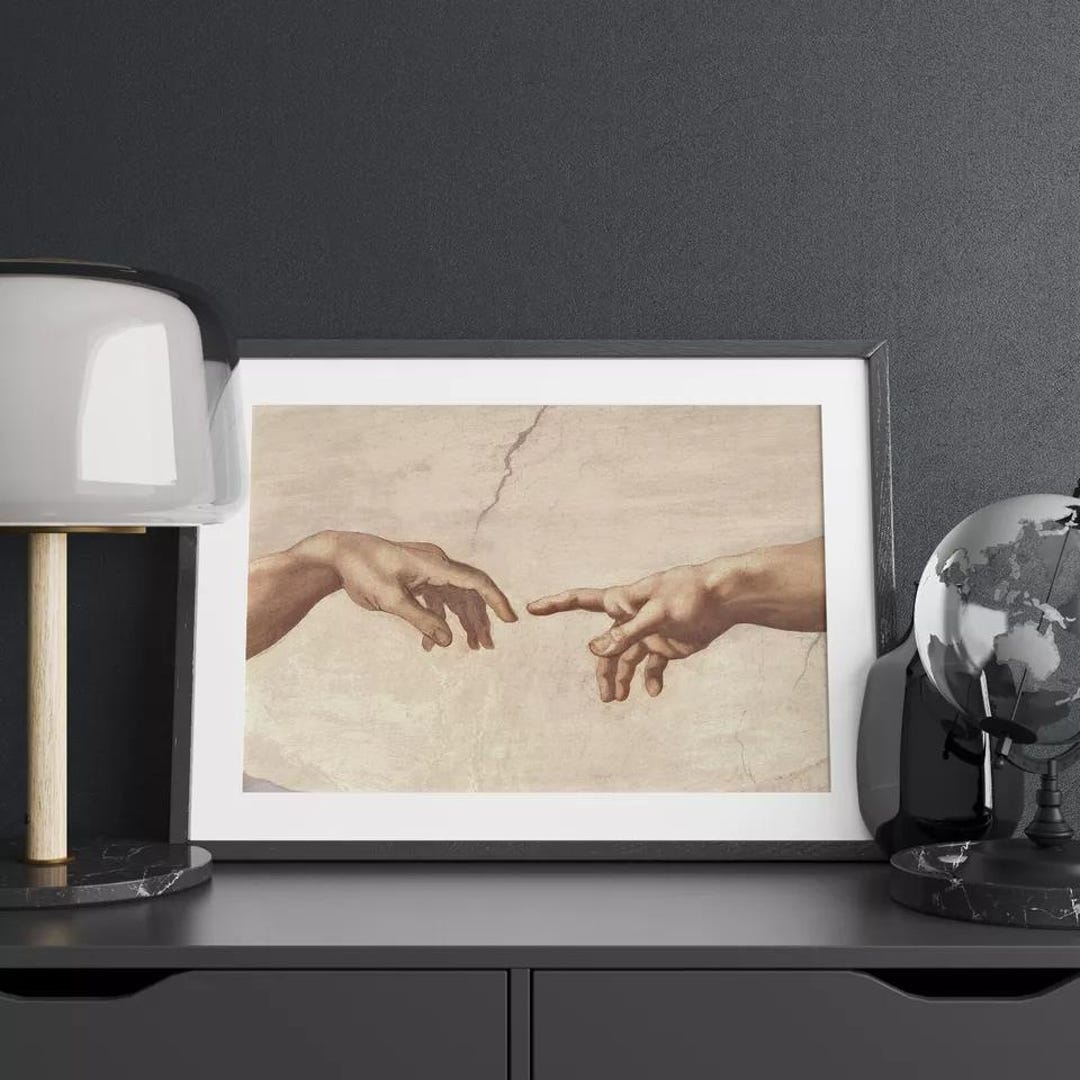 Hands of God and Adam, Michelangelo's Creation of Adam Wall Art Poster ...