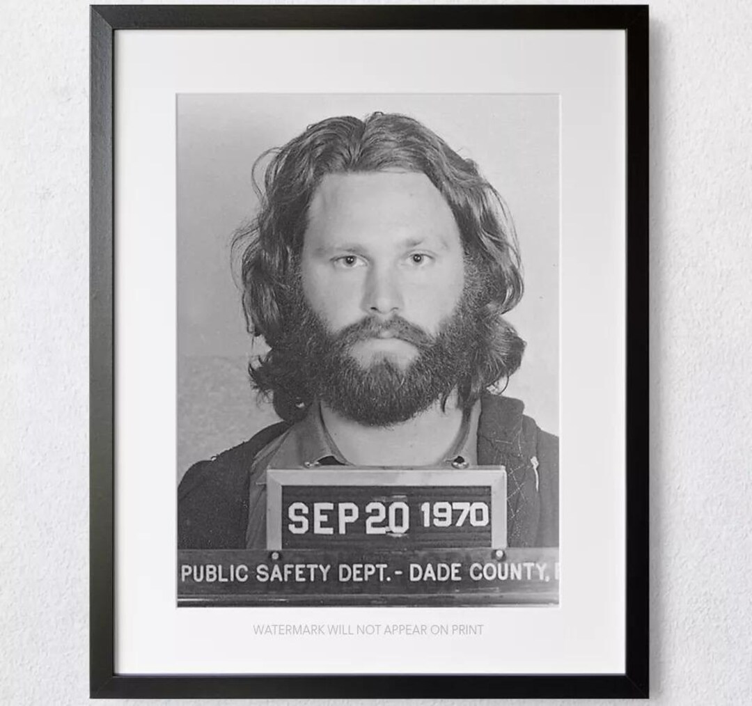 Jim Morrison Prison Mugshot the Doors Mug Shot Music 1960s Wall Art ...