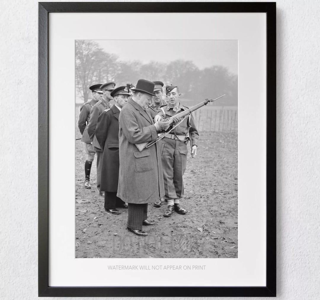 Winston Churchill With Rifle Gun World War Two Premium Art Wall Art ...