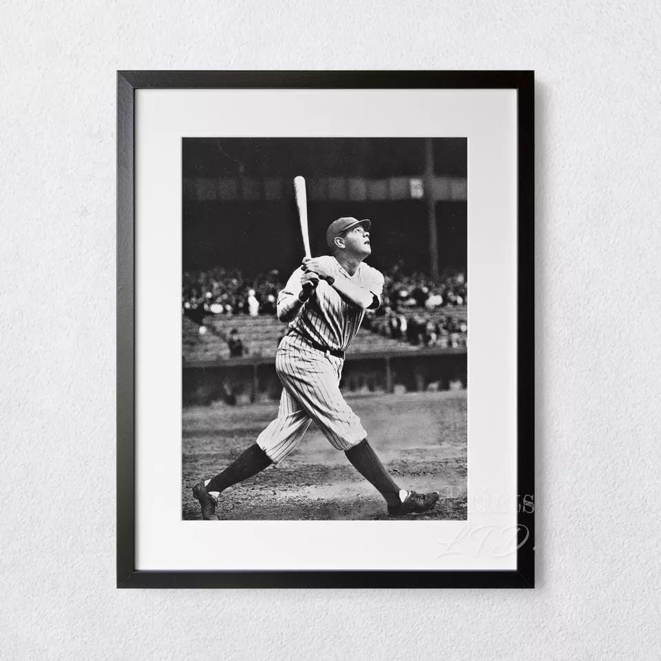 Babe Ruth Home Run Premium Art Print Wall Art Poster Print Iconic ...