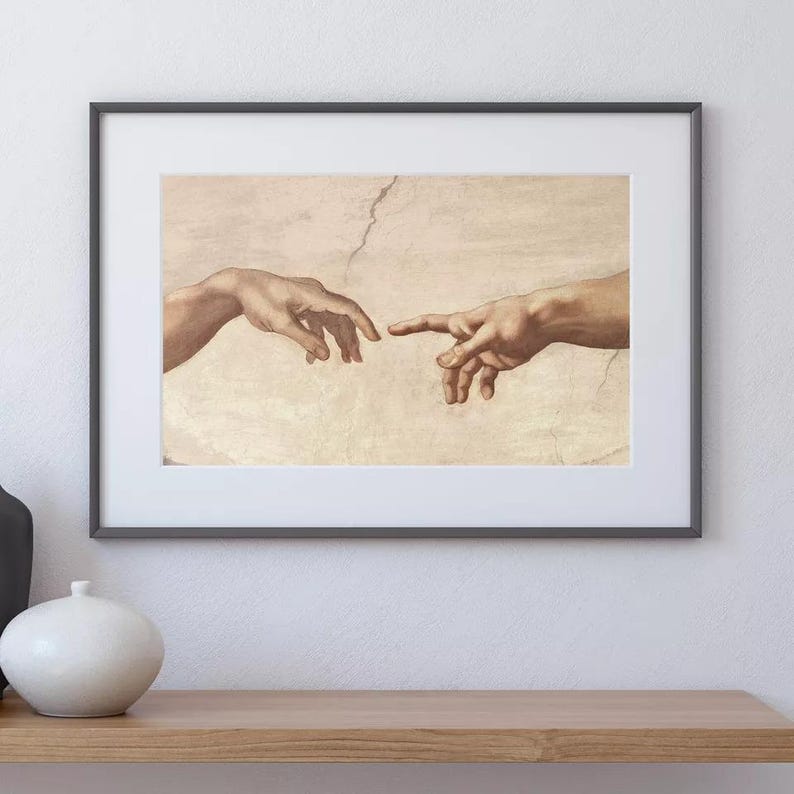 Hands of God and Adam, Michelangelo's Creation of Adam Wall Art Poster ...