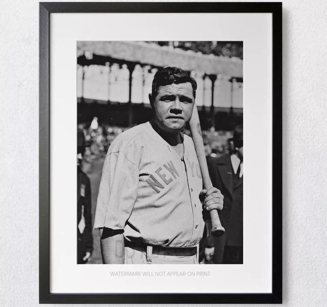Babe Ruth 1920s New York Yankees Baseball MLB Premium Art | Wall Art ...