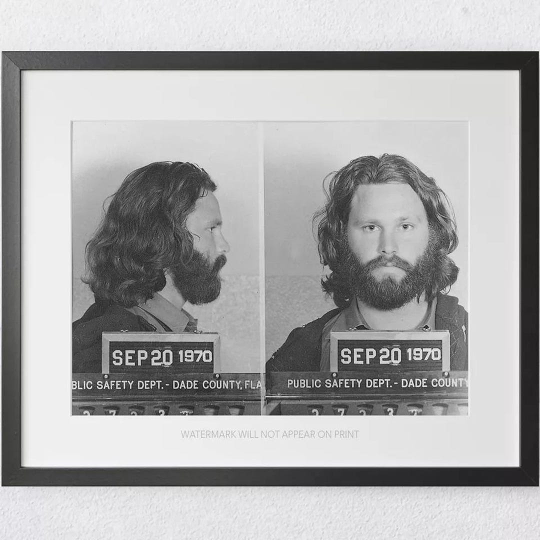 Jim Morrison Prison Mugshot the Doors Mug Shot Music 1960s | Wall Art ...