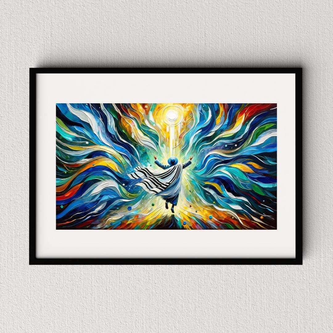 Heavenly Connection Abstract Jewish Art Print: Tallit Figure (digital ...