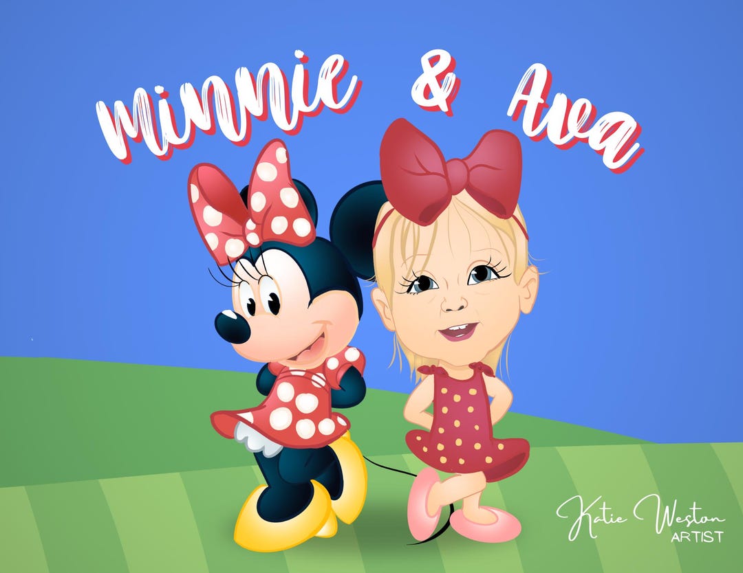 Custom Cartoon Portrait-disney Version Portrait-custom Art-kids ...