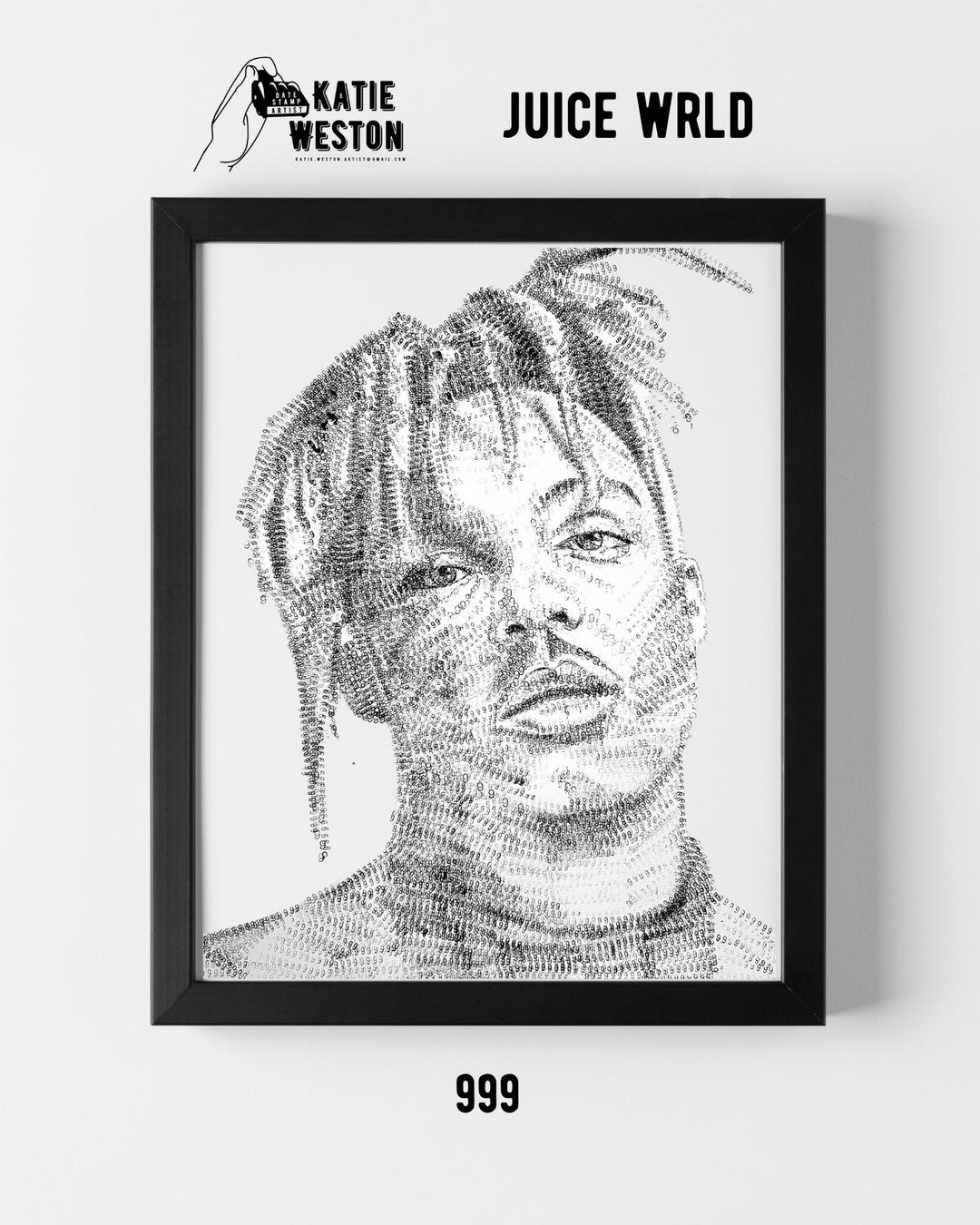 Juice WRLD 999 Stamp Art Print: Hip Hop Tribute Portrait - Etsy