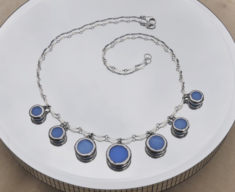 Powder Blue Glass Circle Chandelier Necklace - Etsy