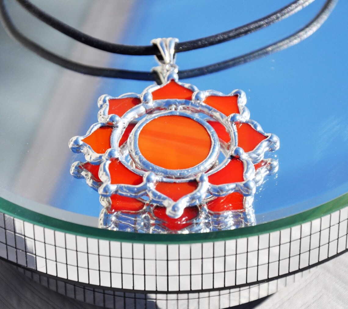 Red Sun Lotus Necklace - Etsy