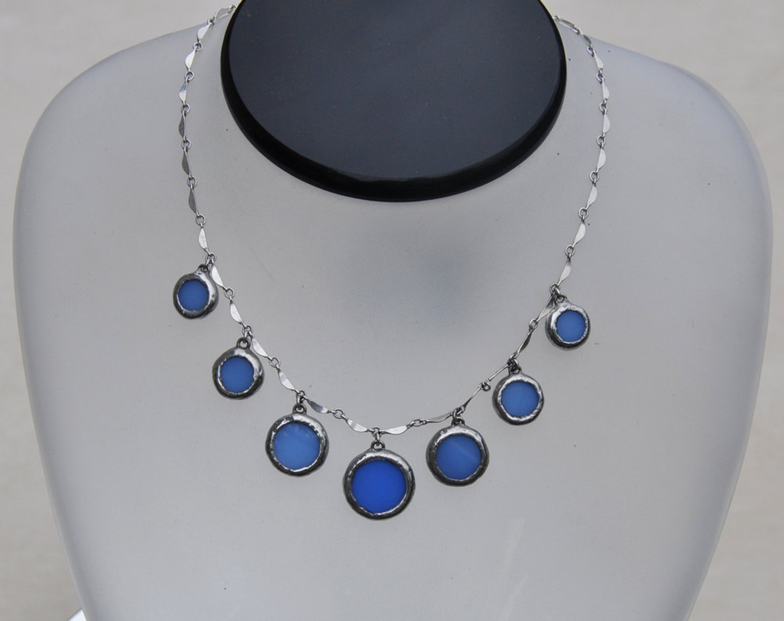 Powder Blue Glass Circle Chandelier Necklace - Etsy