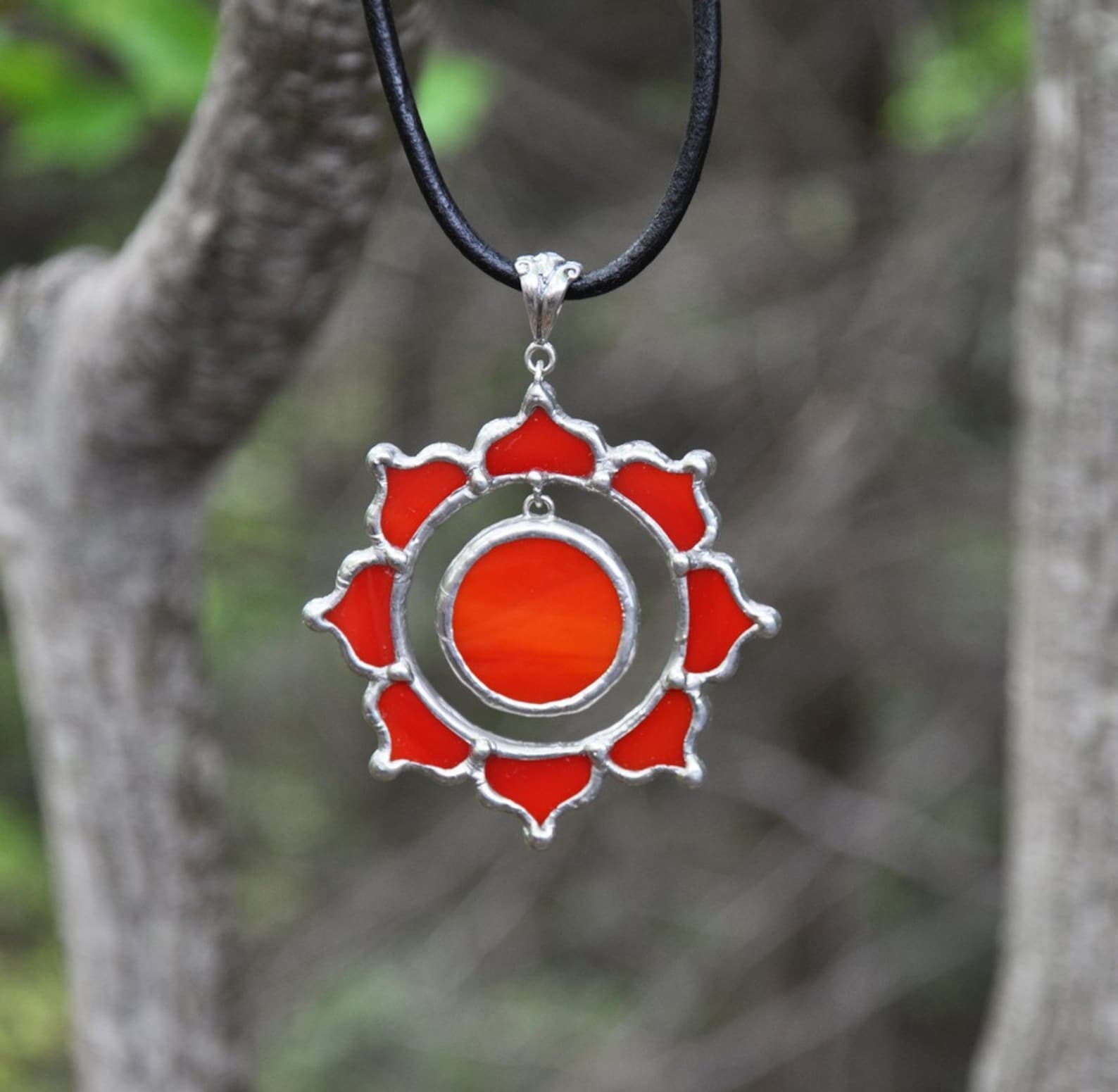 Red Sun Lotus Necklace - Etsy