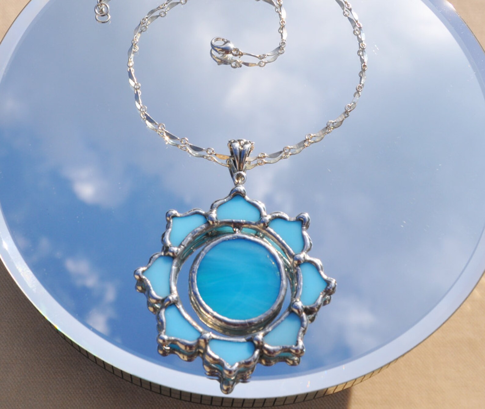 Blue Sun Lotus Necklace - Etsy