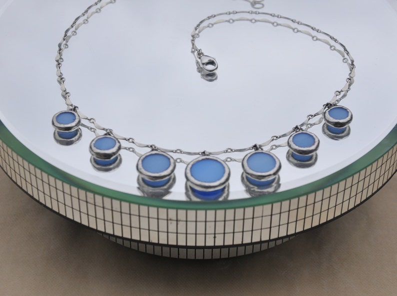 Powder Blue Glass Circle Chandelier Necklace - Etsy