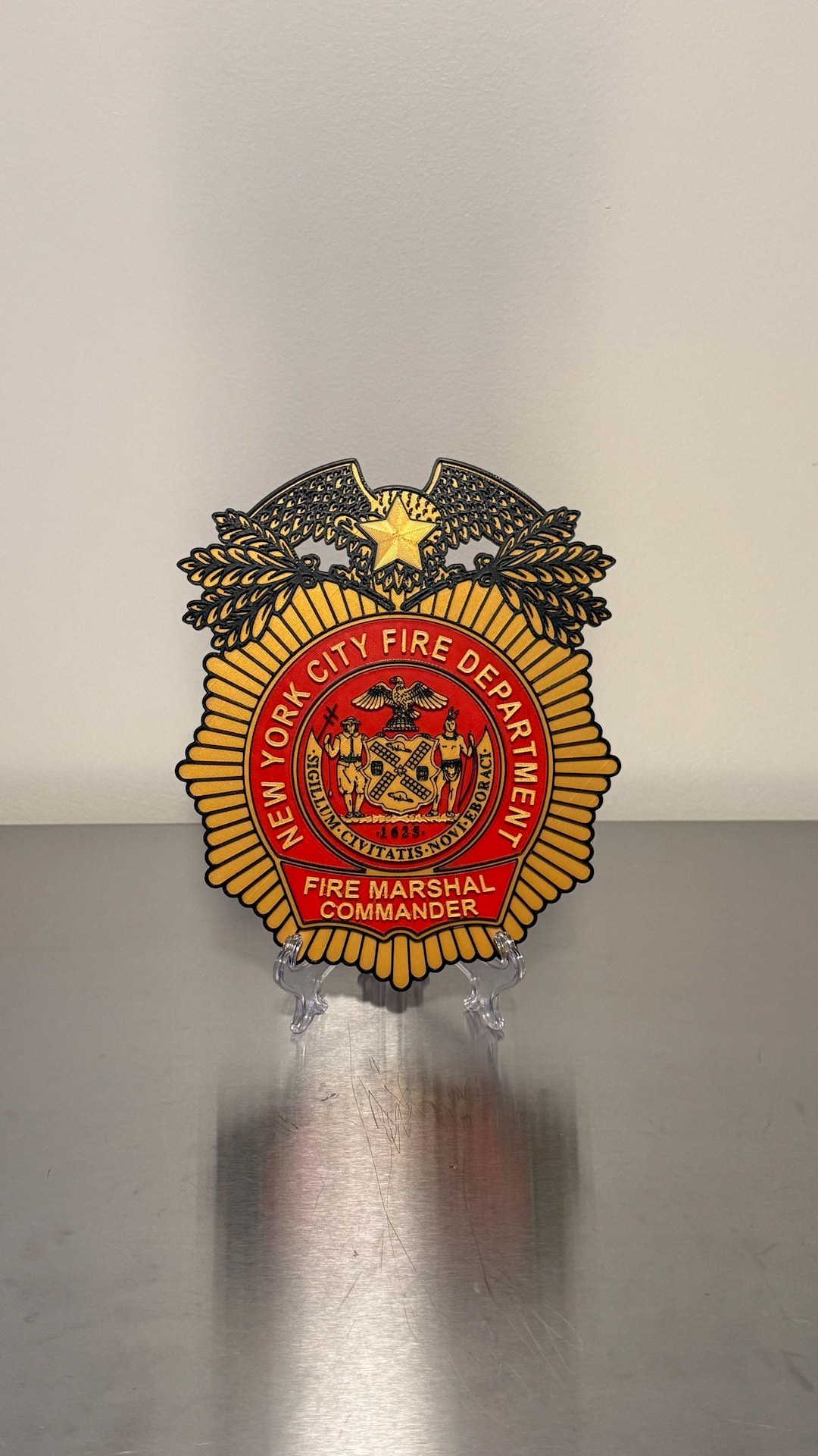 FDNY Fire Marshall Commander Plaque: 3D Firefighter Gift NY NYC Display ...