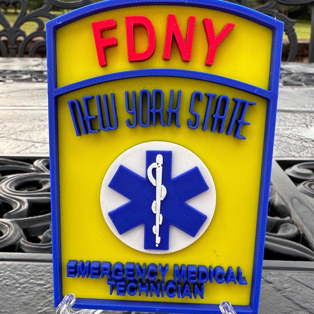 FDNY EMT Patch NYC 3D Embossed Display Plaque First Responder Wall Art ...