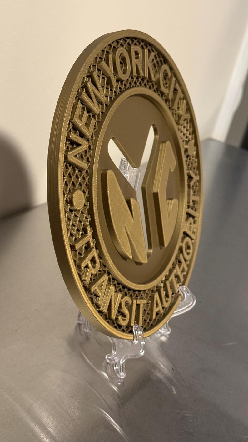 NYC Transit Token Plaque, Embossed 3D Design (9-inch Wall or Shelf ...