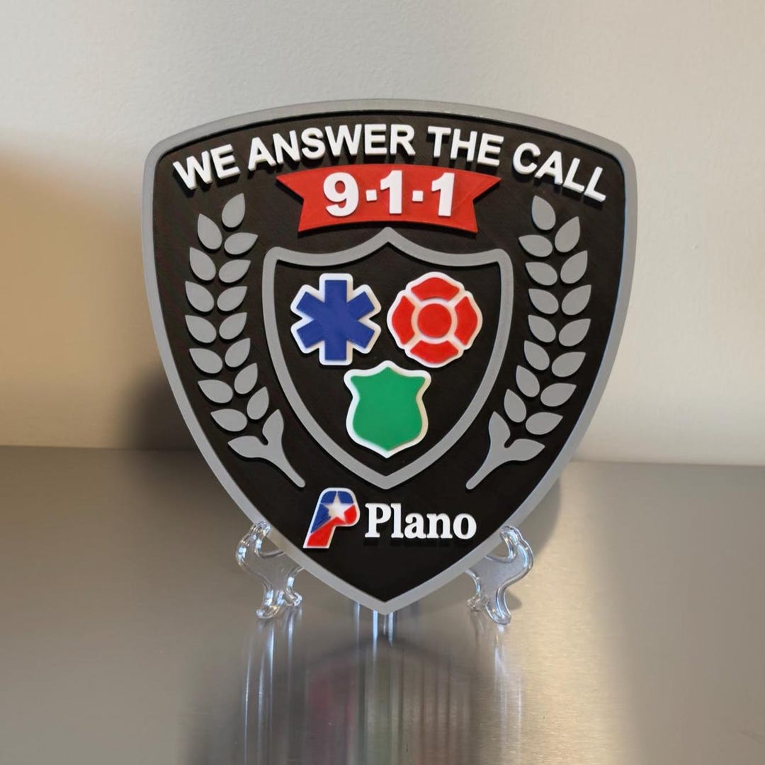 Plano 911 Dispatch 3D Plaque Texas First Responder Wall Art Display ...