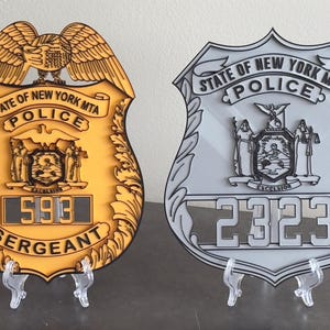 NYS MTA Police Officer Shield 3D Display Patch Embossed 9" Plaque - Etsy