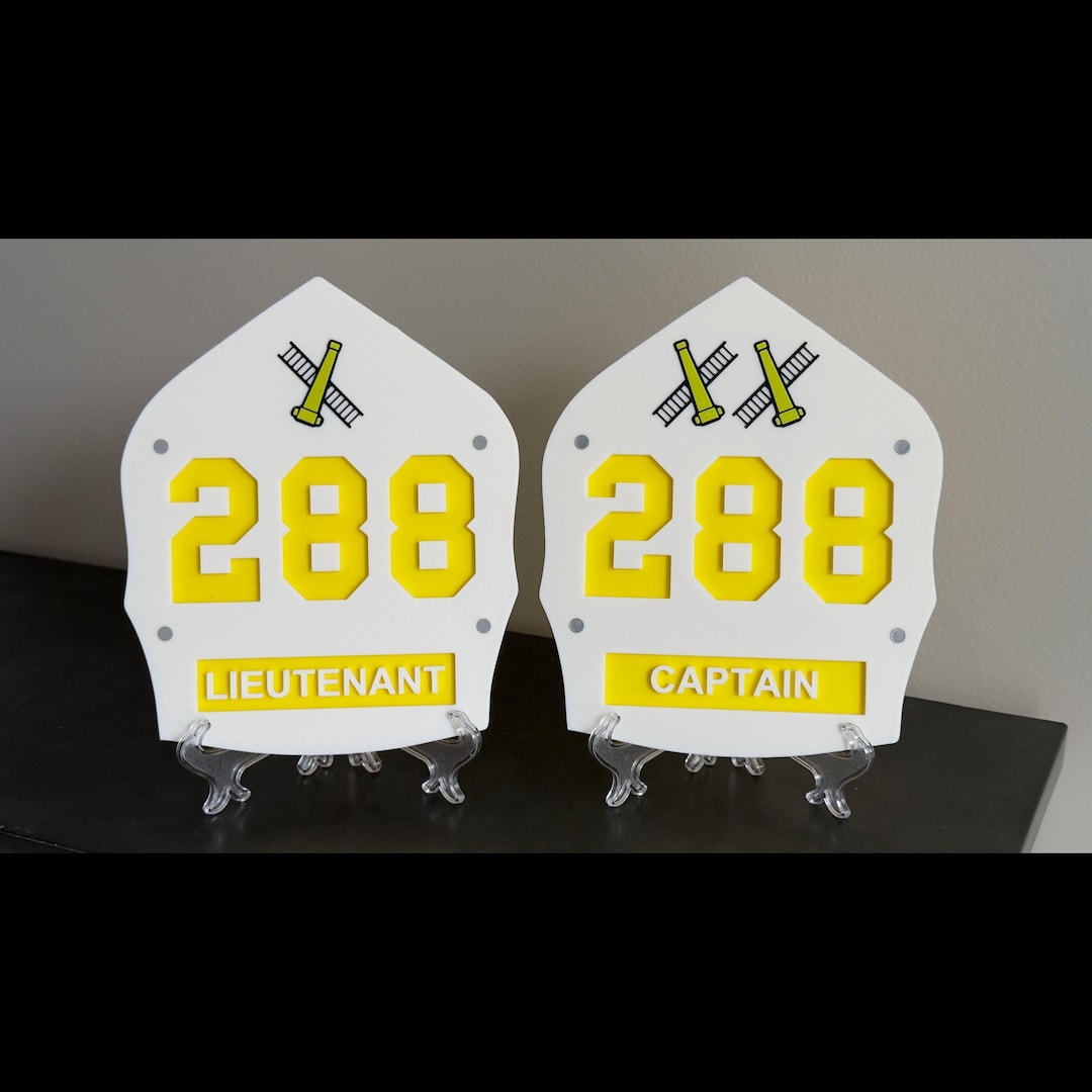 FDNY Squad LT & CAPT Fire Helmet Shields - 3D Display Embossed 9 ...