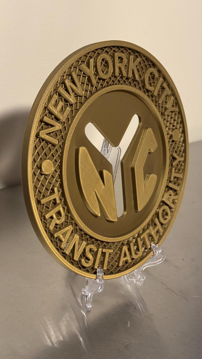 NYC Transit Token Plaque, Embossed 3D Design (9-inch Wall or Shelf ...