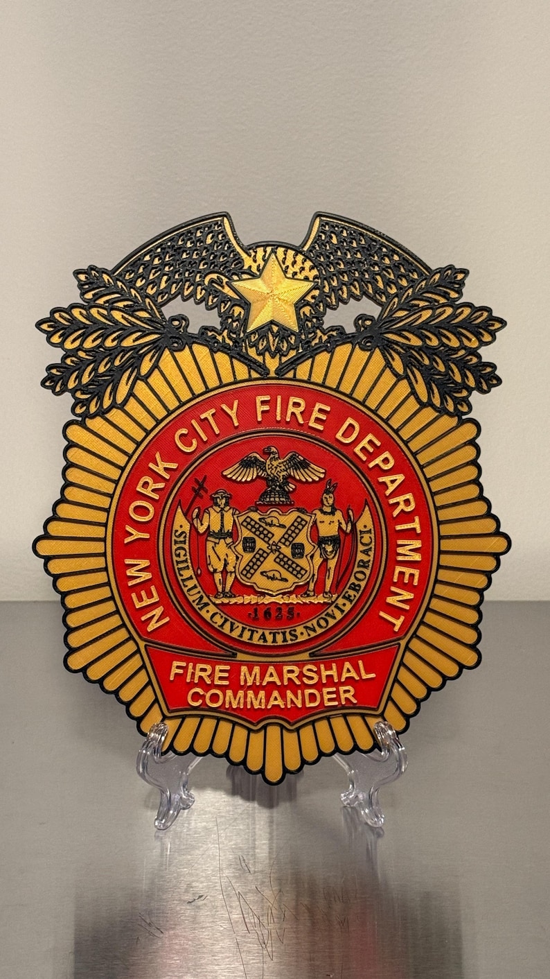 FDNY Fire Marshall Commander Plaque: 3D Firefighter Gift NY NYC Display ...