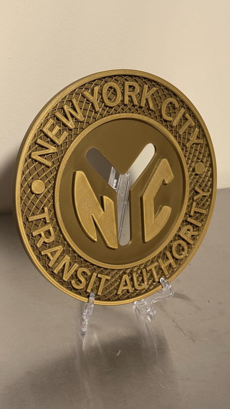 NYC Transit Token Plaque, Embossed 3D Design (9-inch Wall or Shelf ...