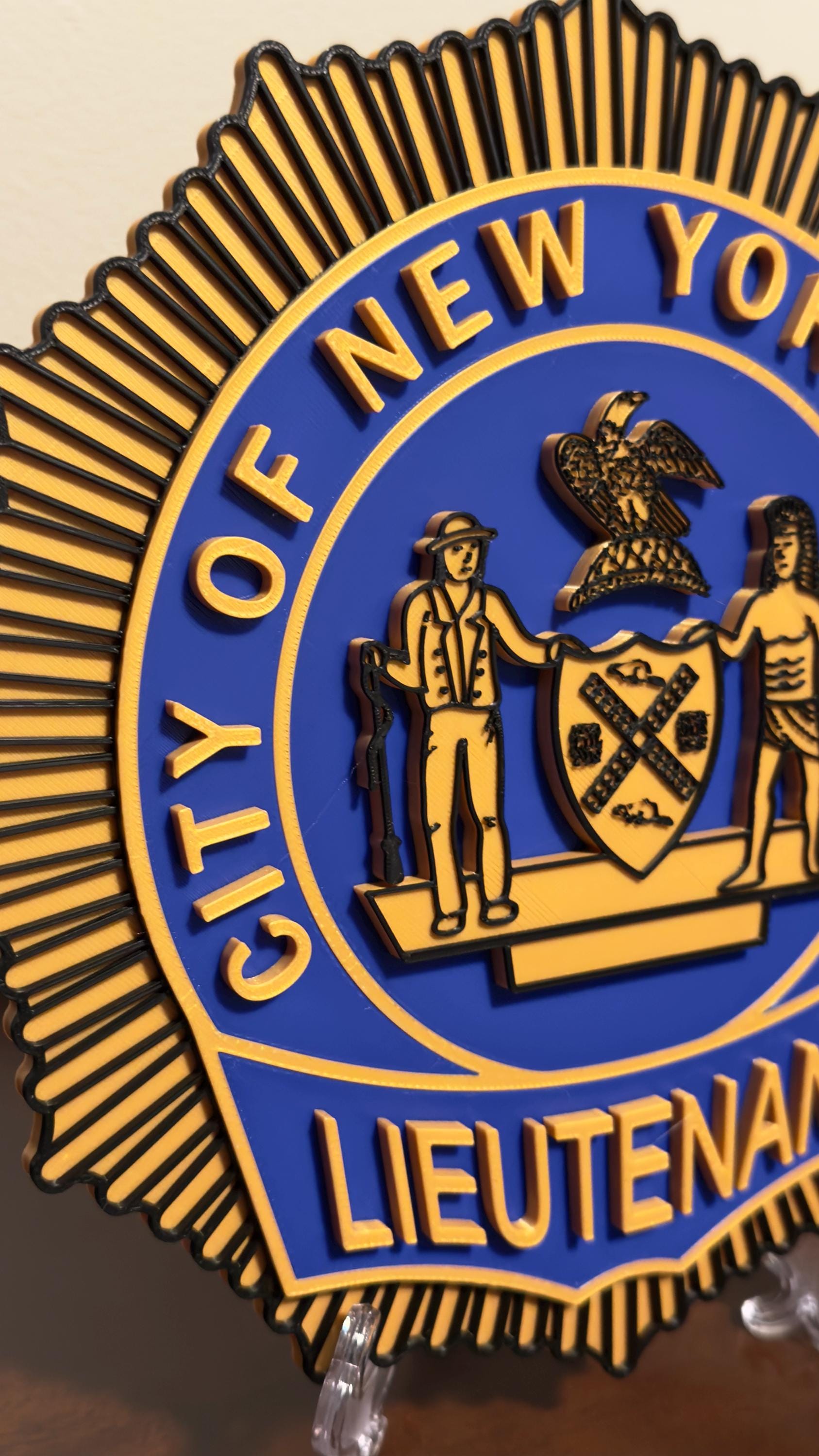 NYPD Lieutenant Shield V2 3D Display Patch NYC Police Department ...