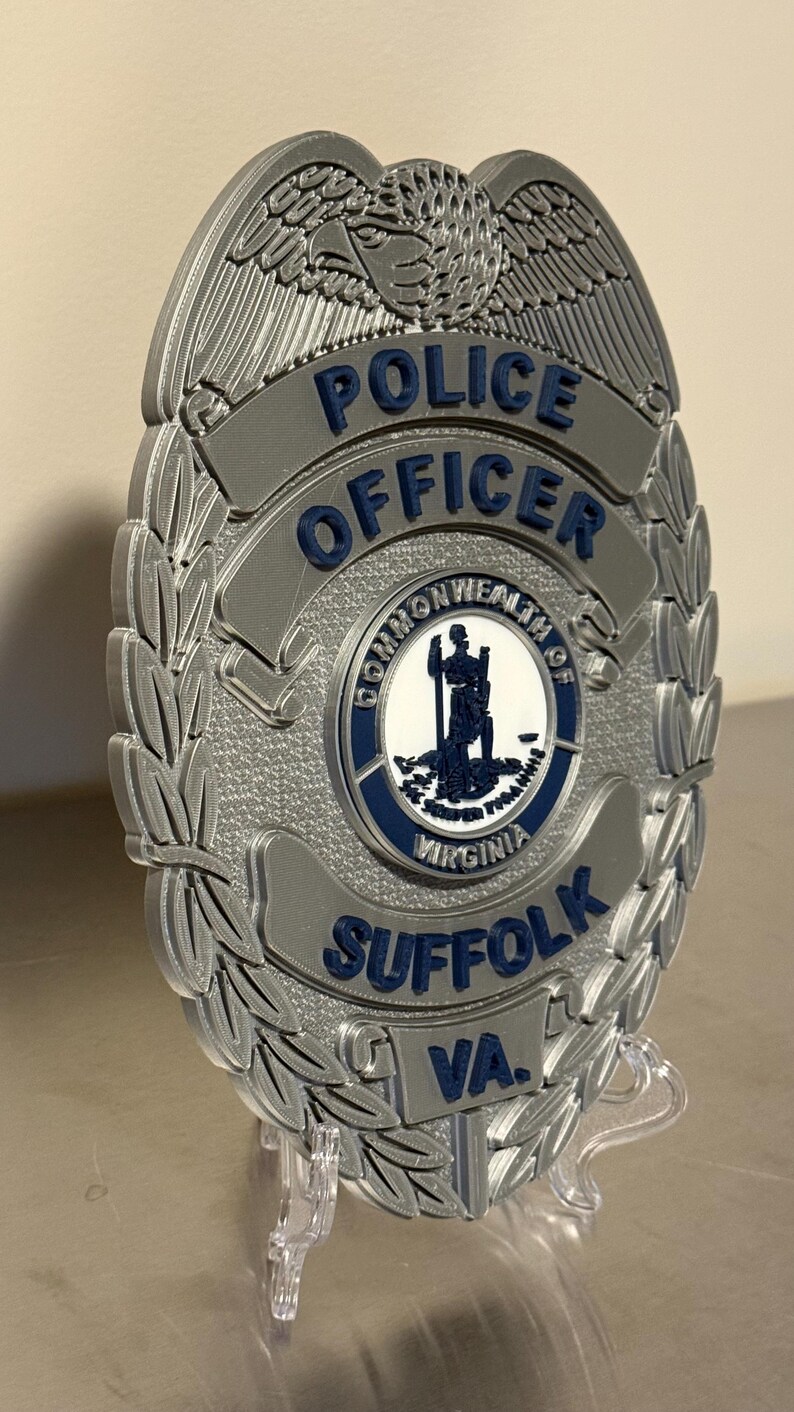 Suffolk VA Police Badge Plaque: 3D Embossed First Responder Gift ...