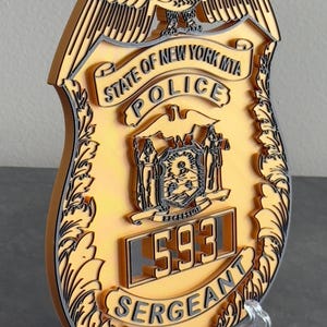 NYS MTA Sergeant Shield 3D Display Patch NYC Police Department Embossed ...