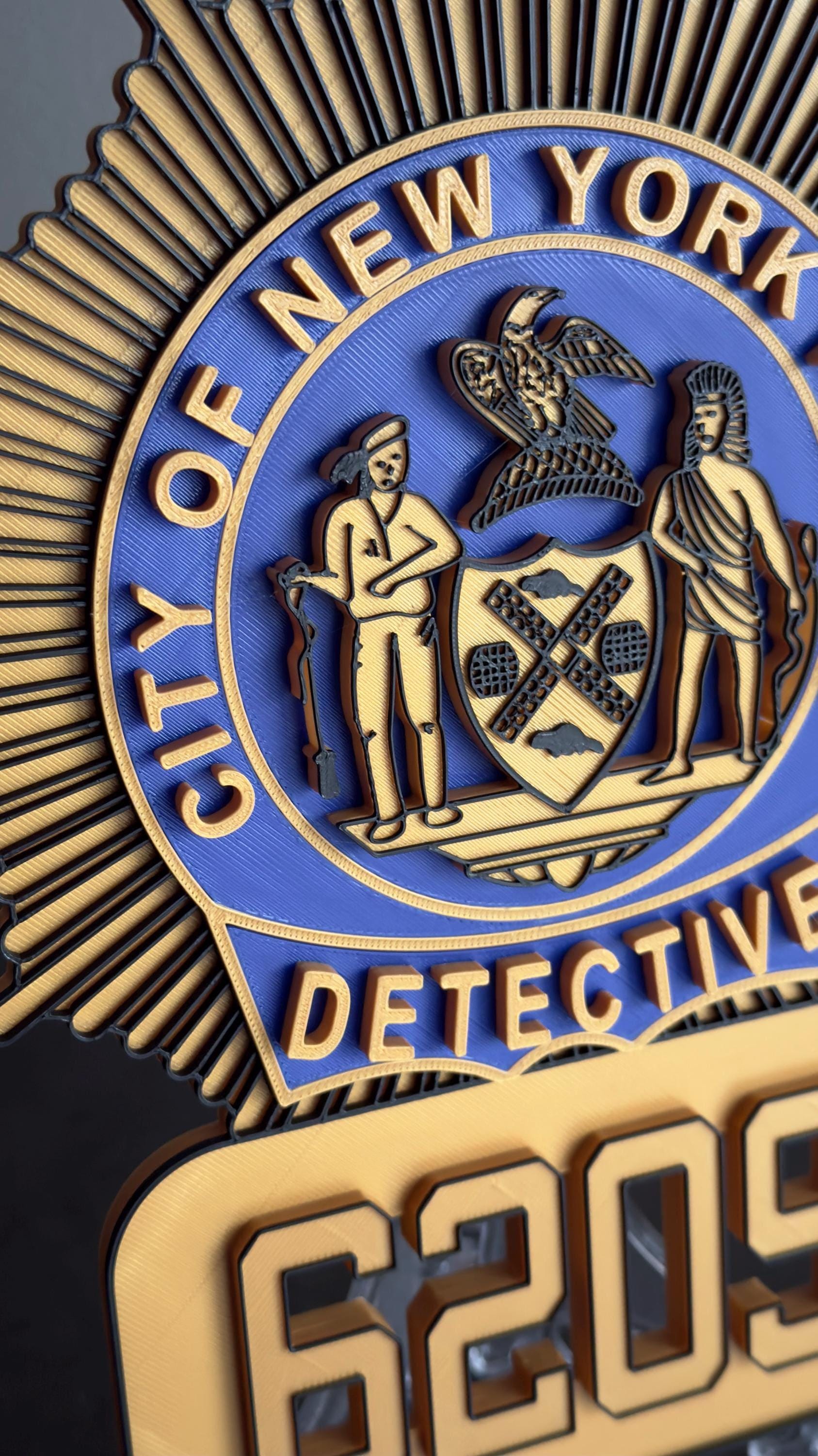 NYPD Detective Shield Plaque, Embossed 3D Display (9-inch Wall or Shelf ...