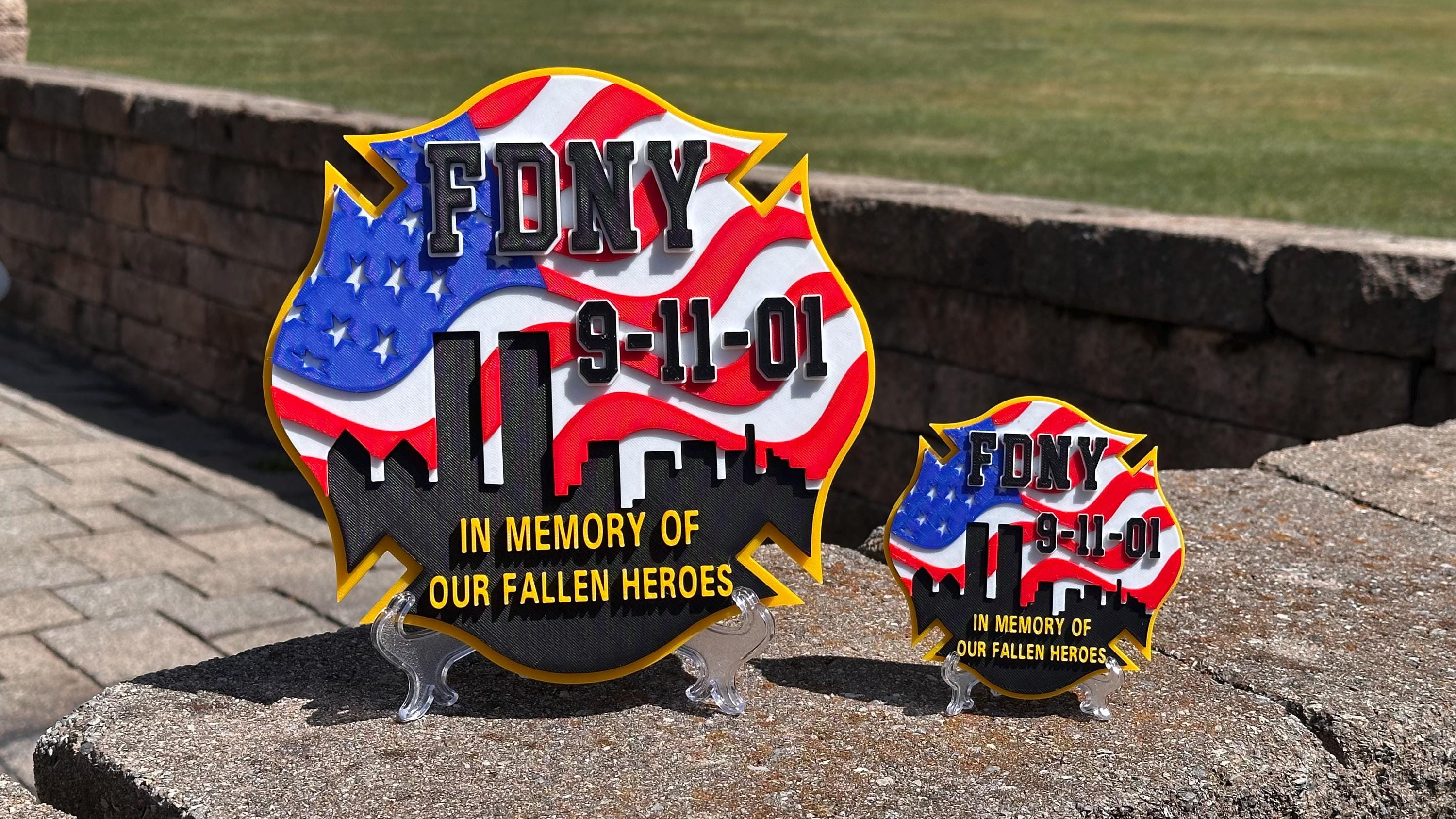 FDNY WTC 9-11 3D Display Police Never Forget Patches September 11th ...