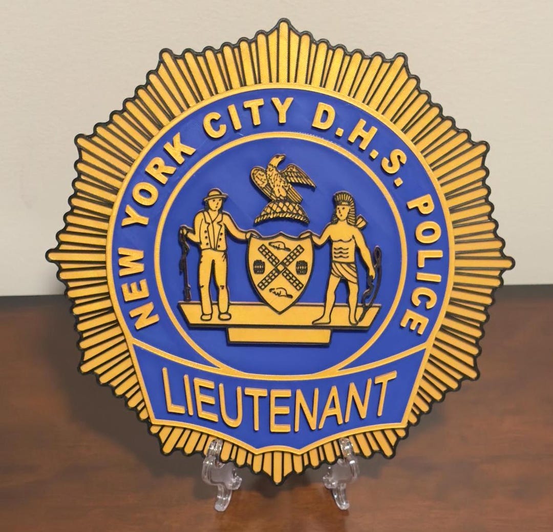 NYC DHS Lieutenant Shield 3D Display Patch Embossed 9" Plaque - Etsy