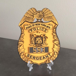 NYS MTA Sergeant Shield 3D Display Patch NYC Police Department Embossed ...