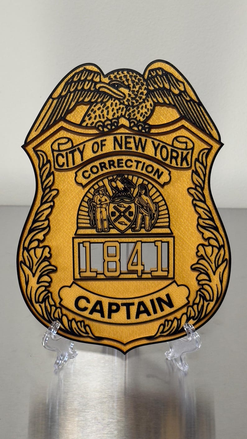 NYC Correction Captain Shield Plaque: First Responder Wall Art NY ...