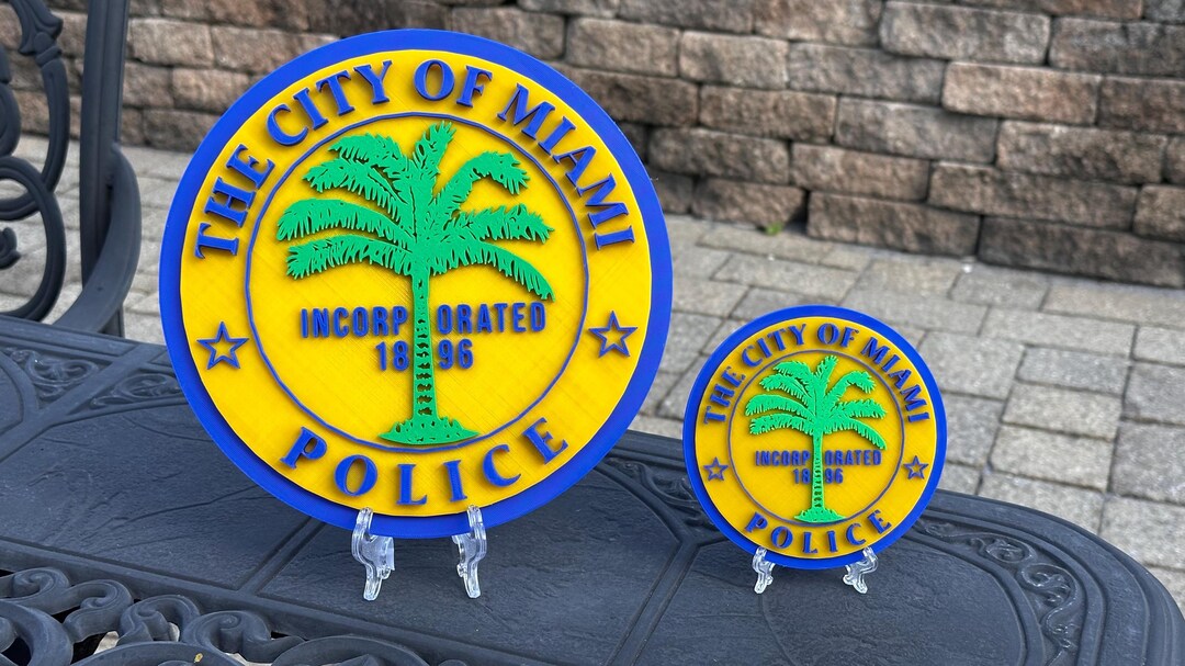 Miami Police Department Plaque: 3D Embossed Display With Stand Florida ...
