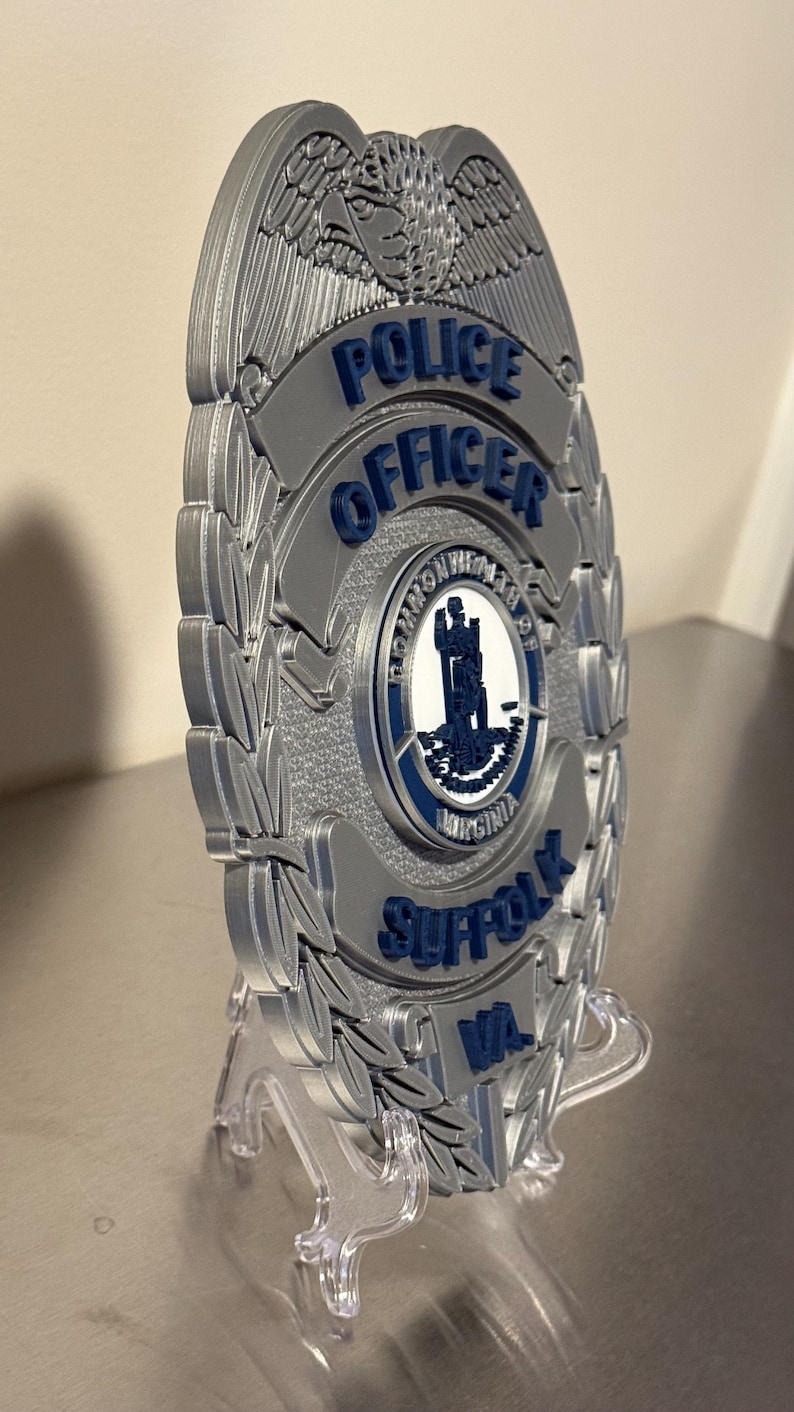 Suffolk VA Police Badge Plaque: 3D Embossed First Responder Gift ...